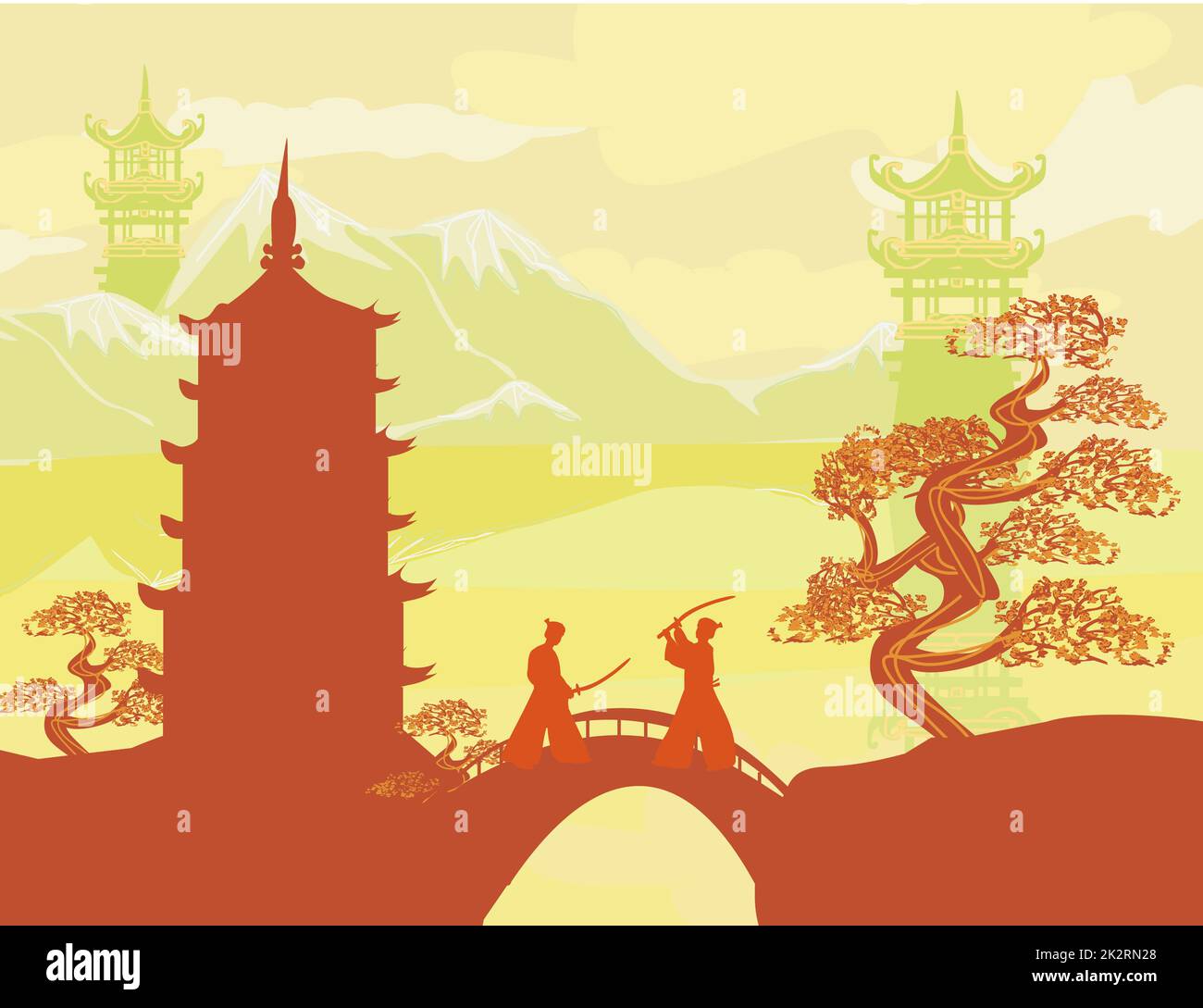 Japanese Samurai fighters card Stock Photo - Alamy