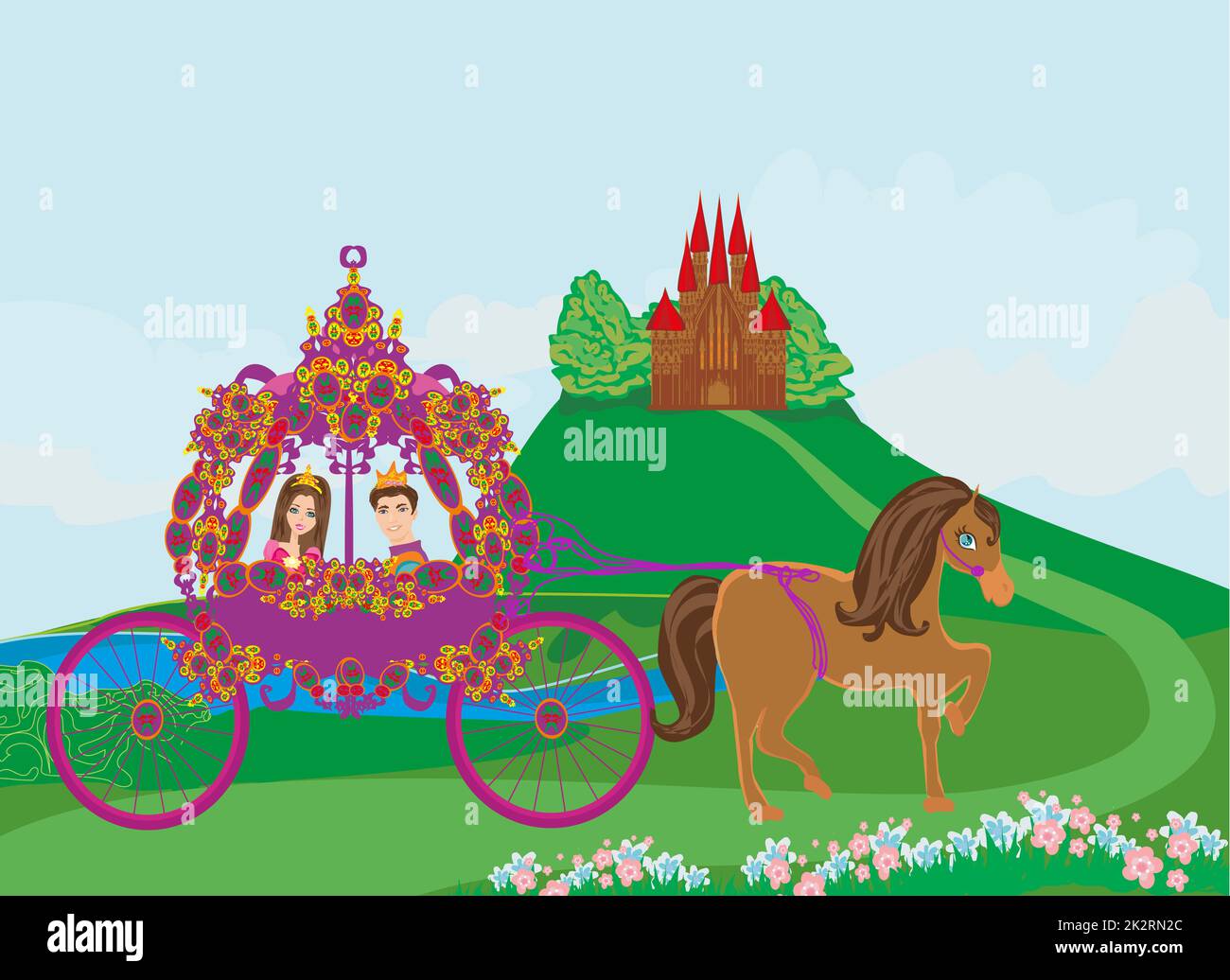 princess with prince in the carriage Stock Photo - Alamy