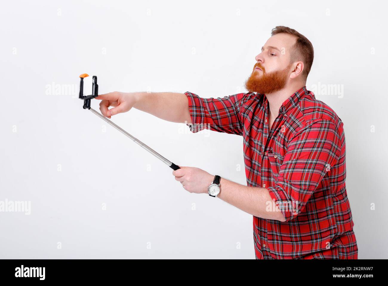 man makes selfie on phone Stock Photo - Alamy