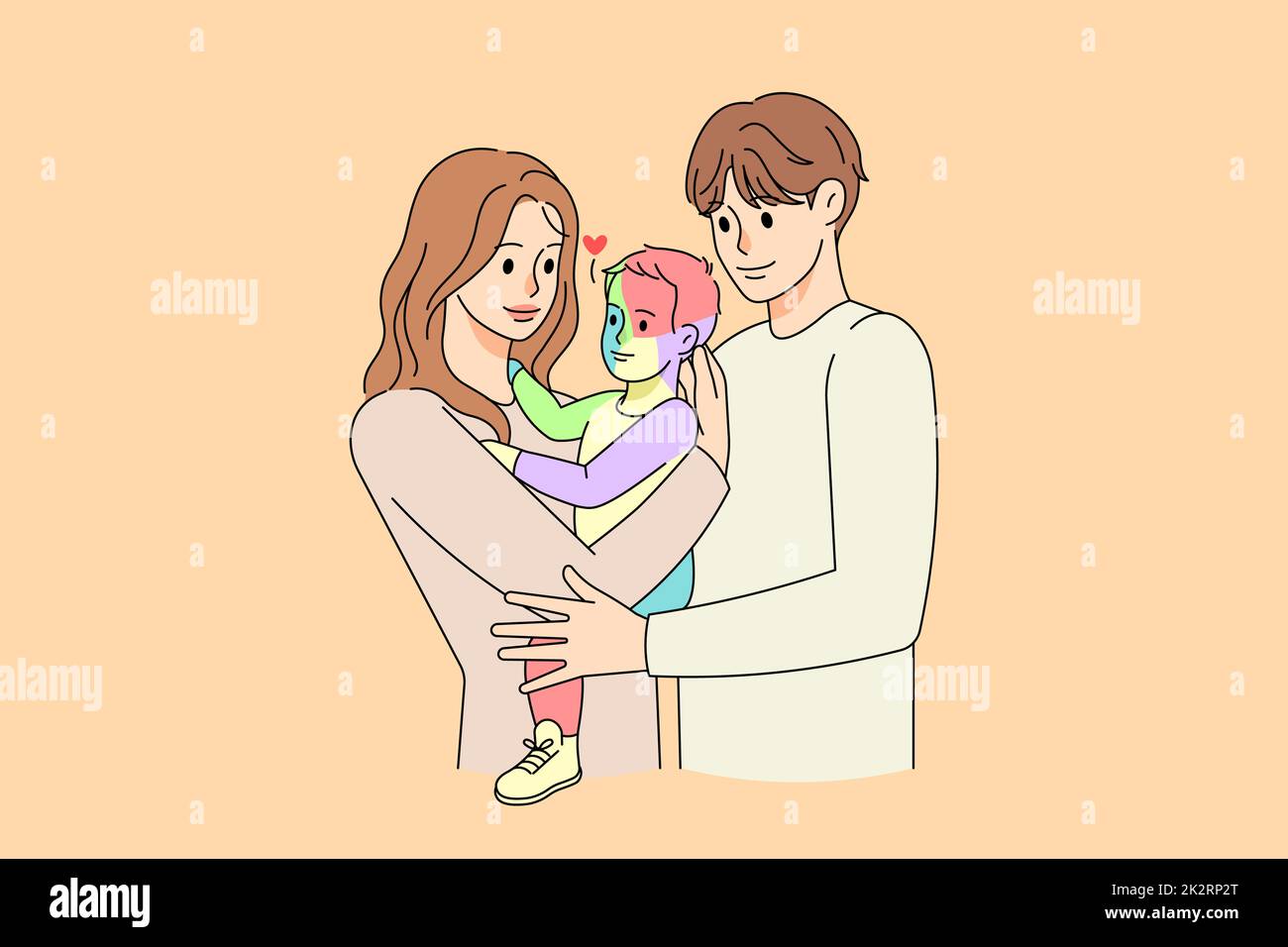 Parents hug small child with autism Stock Photo - Alamy