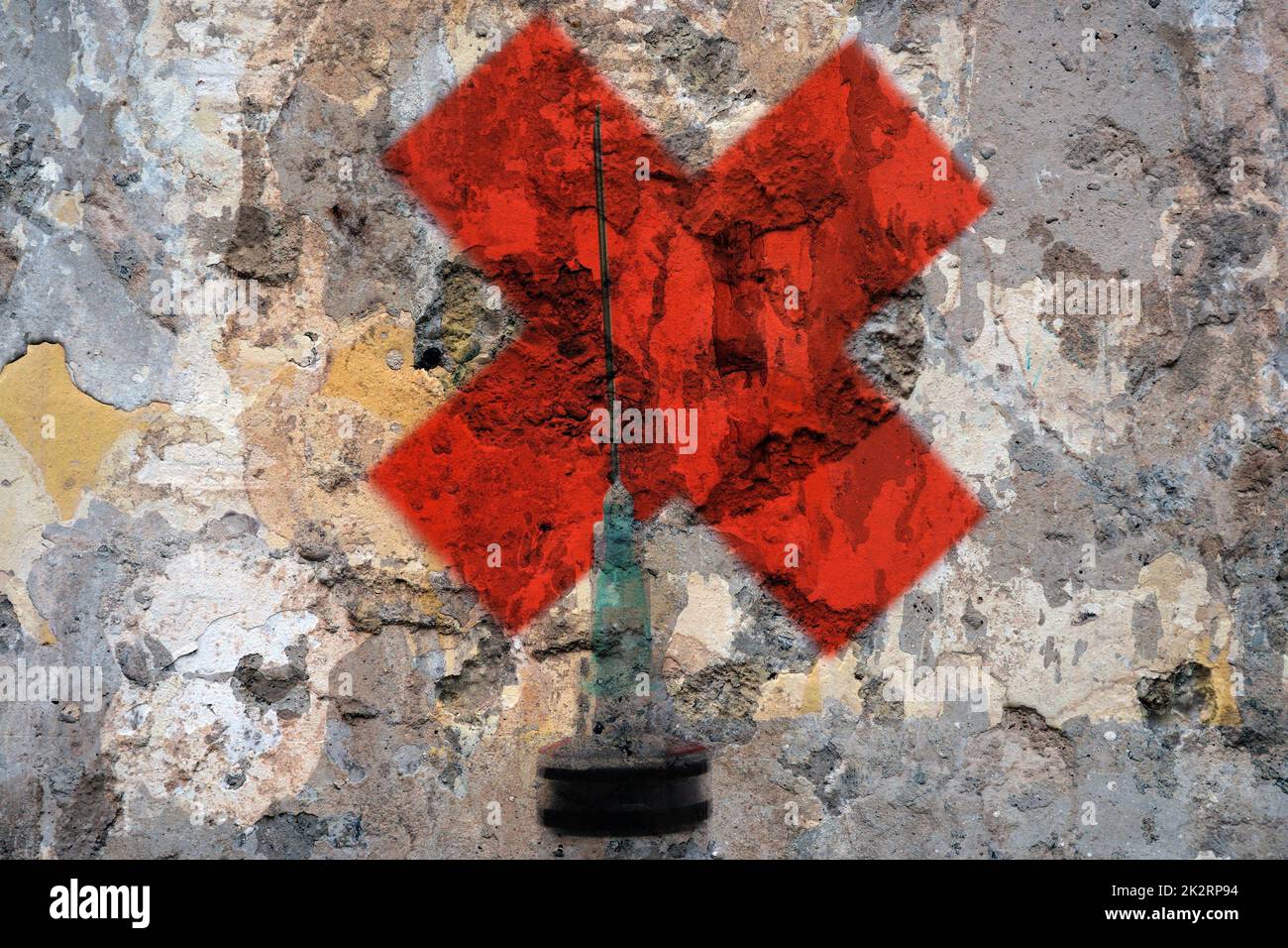 Syringe and red cross Stock Photo - Alamy