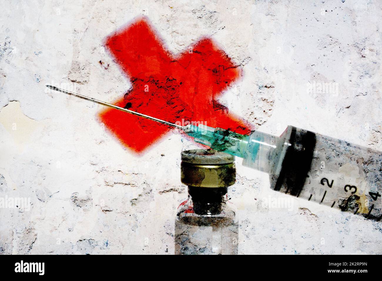 Syringe and red cross Stock Photo - Alamy