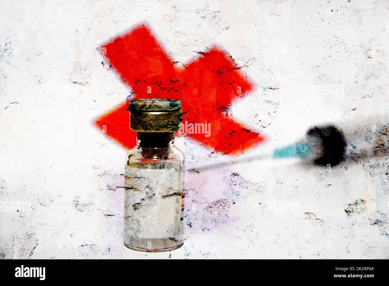Syringe and red cross Stock Photo - Alamy