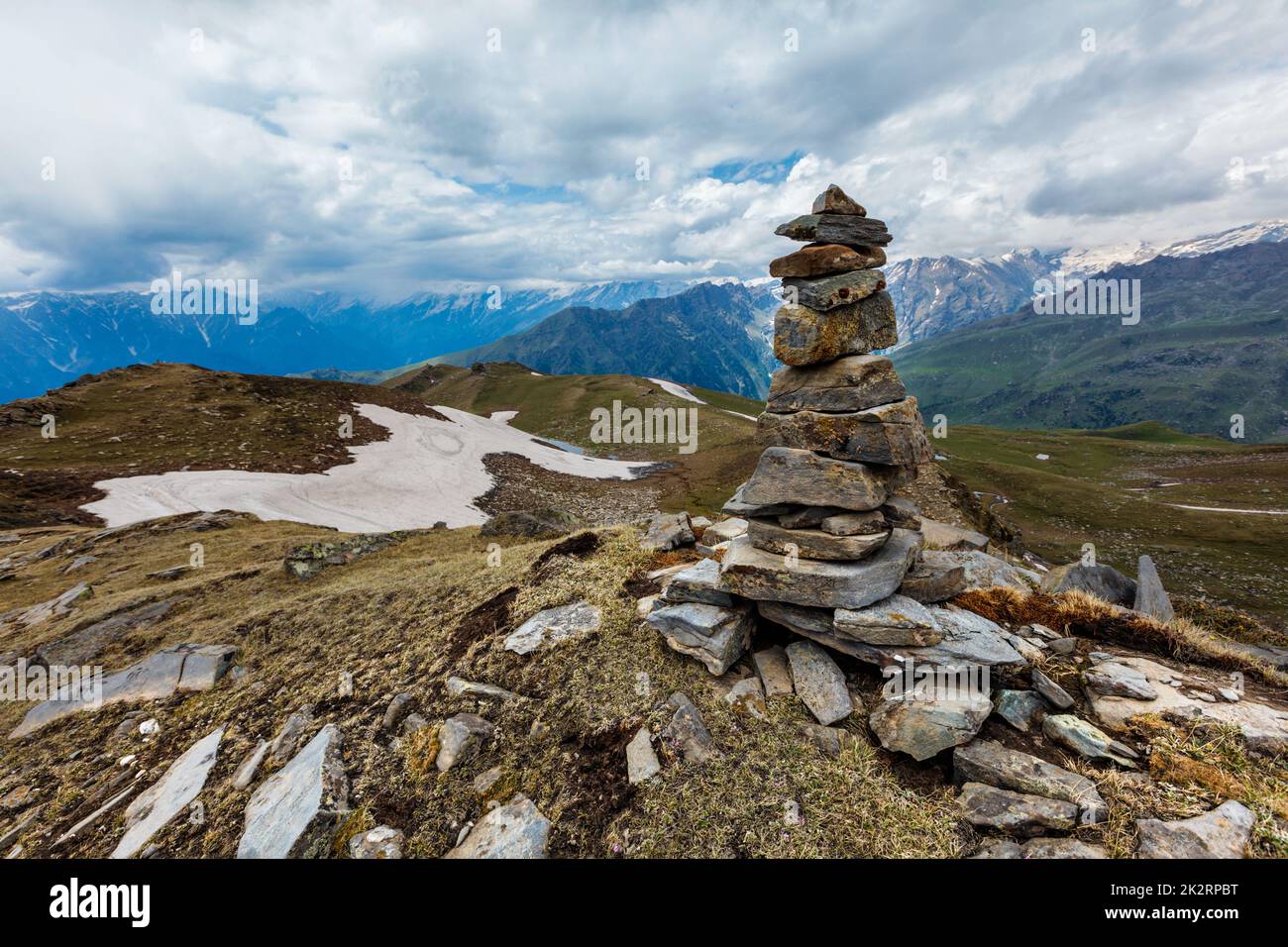 Stone cairn in Himalayas Stock Photo - Alamy
