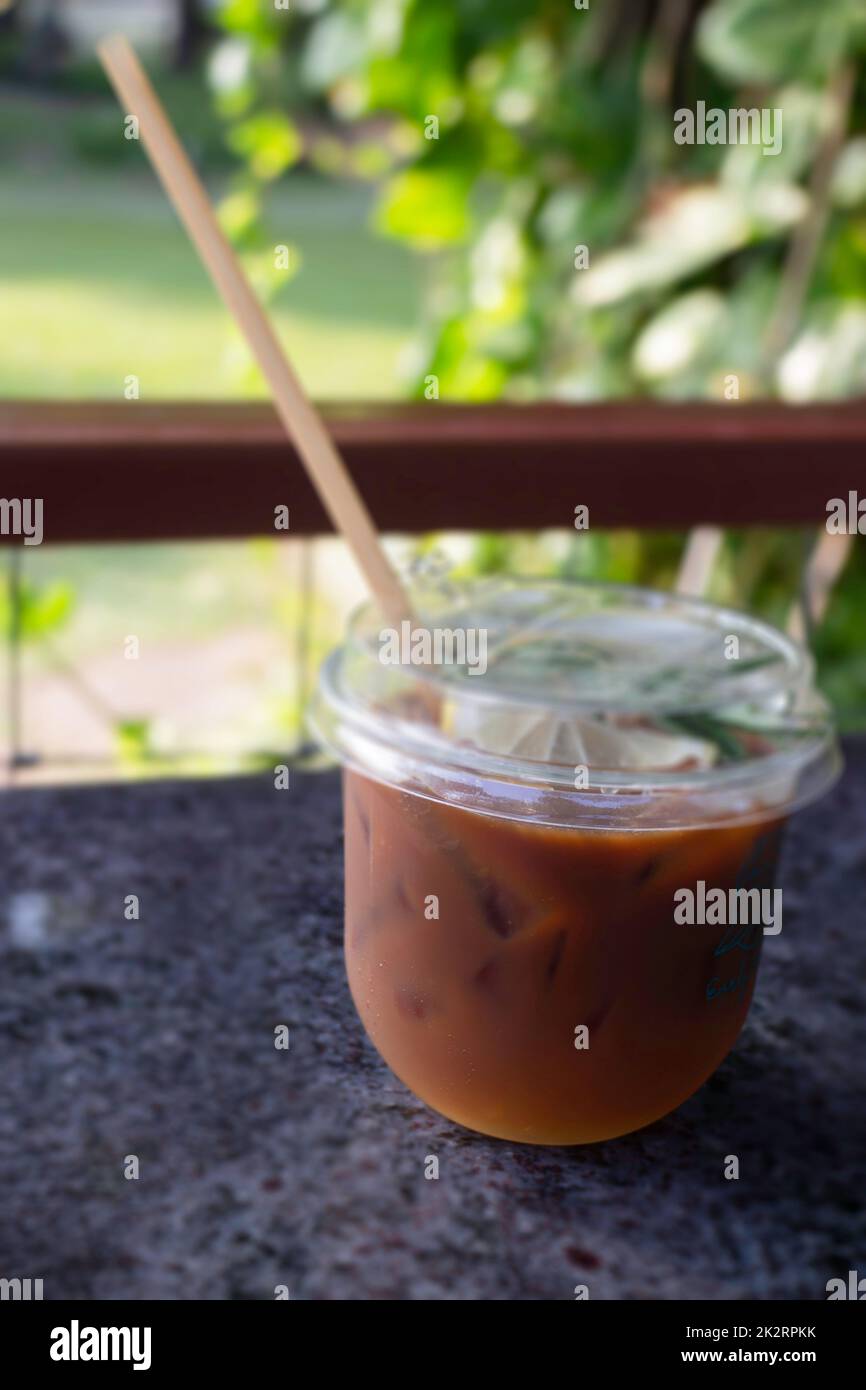 Iced coffee drink at local coffee shop Stock Photo - Alamy