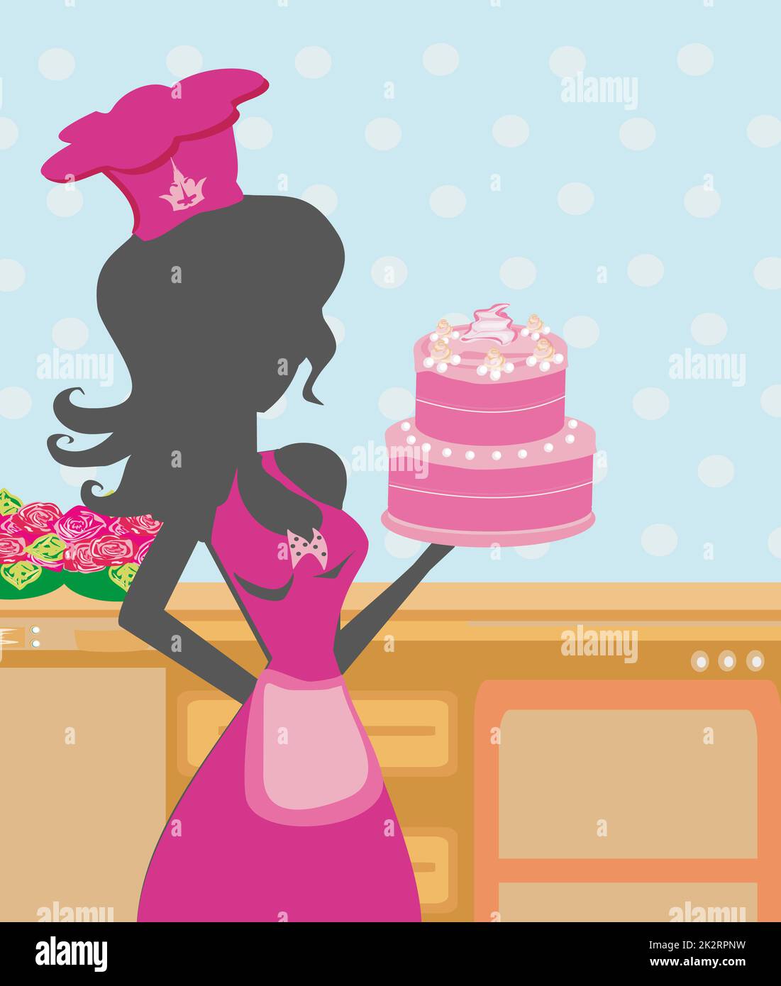 Cake Lady Silhouette Clipart