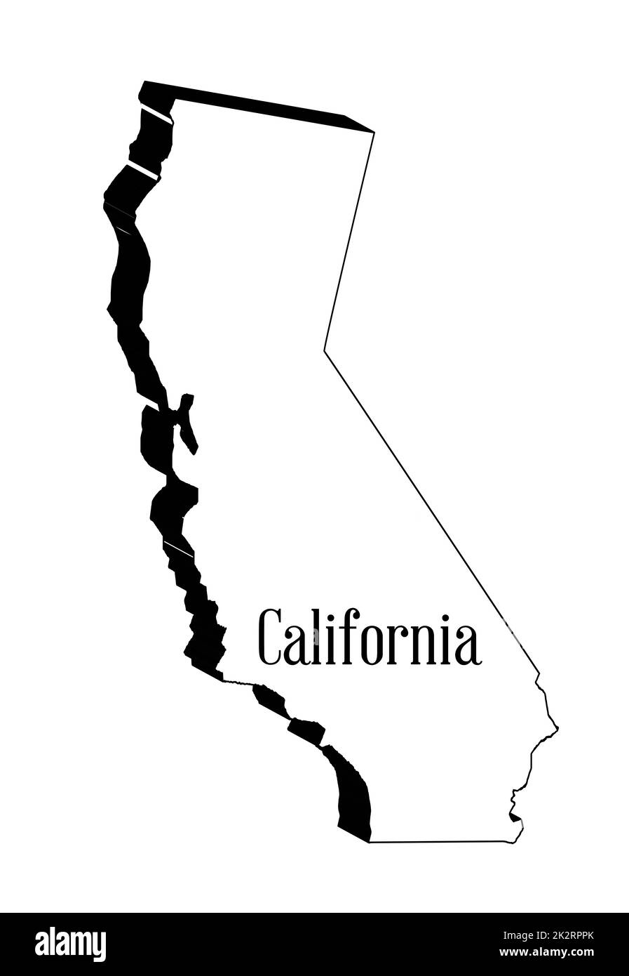 California 3D Outline Map Stock Photo - Alamy