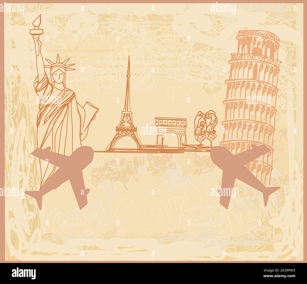 Travel design with different monuments Stock Photo - Alamy