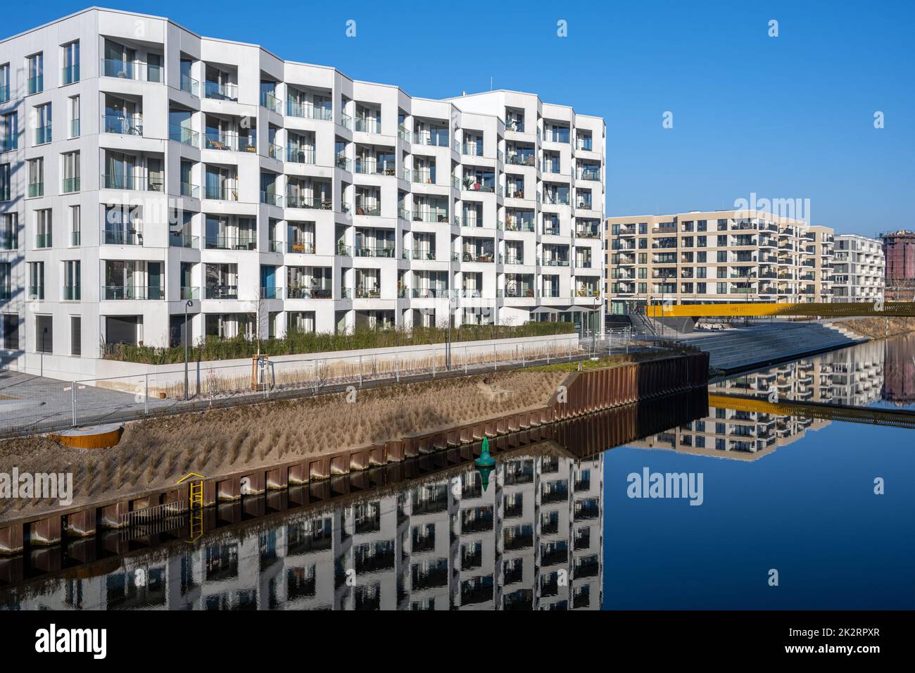 New apartment buildings at the waterfront seen in Berlin, Germany Stock ...