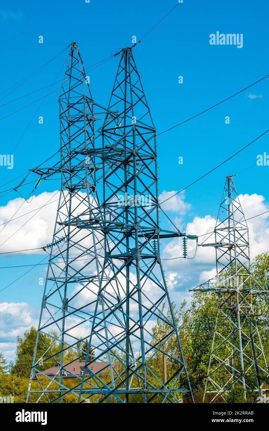 High voltage power transmission towers Stock Photo - Alamy