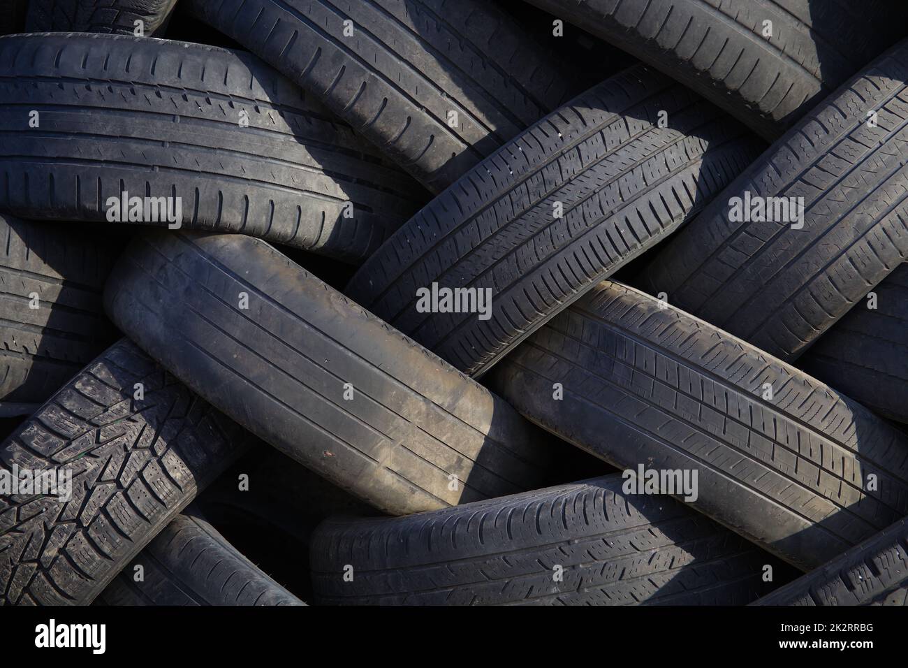 used tire pile garage waste for recycling black rubber background Stock ...
