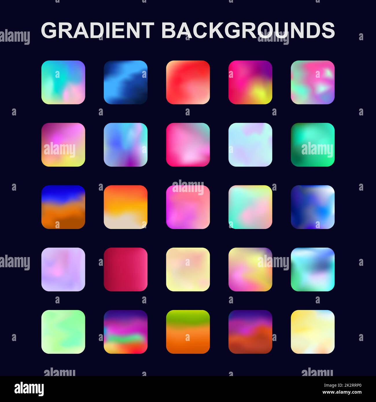 Set of 25 different gradient texture backgrounds - Vector Stock Photo ...