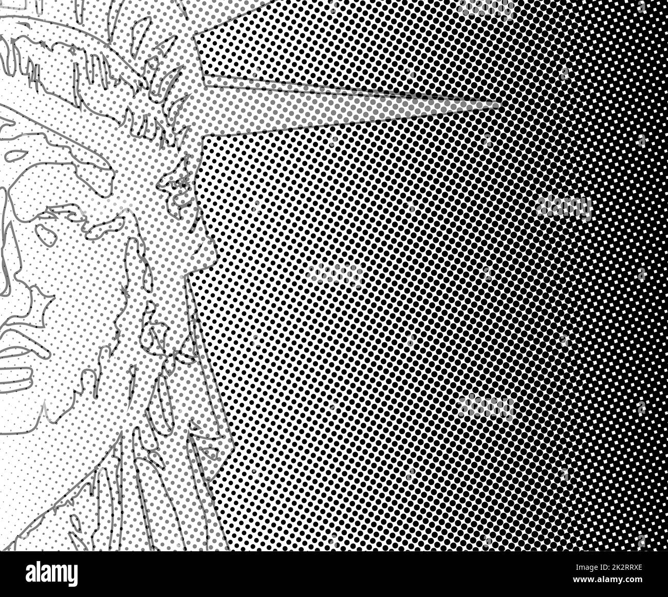 Liberty Image Halftone Outline Drawing Stock Photo - Alamy