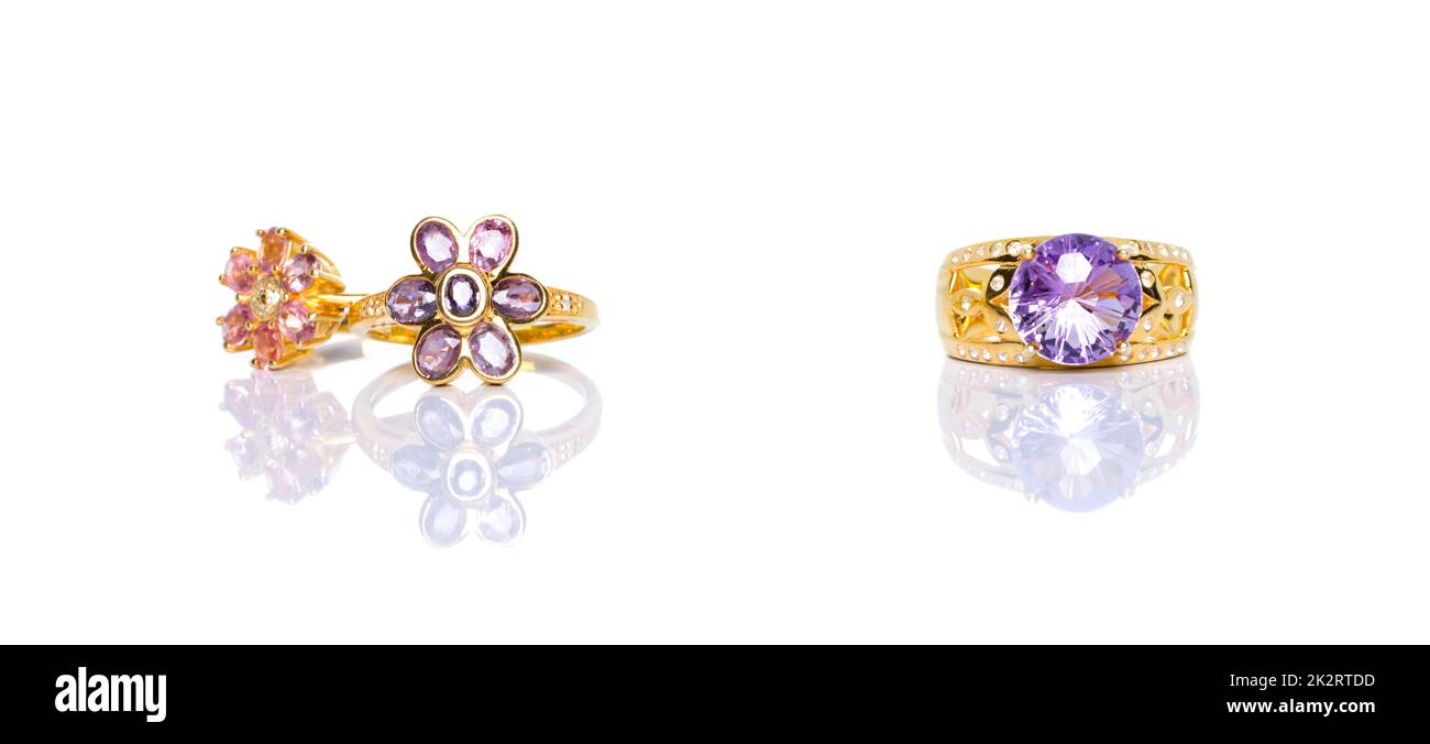 Amethyst, Purple Sapphire and Pink Tourmaline Jewel or gems ring on ...