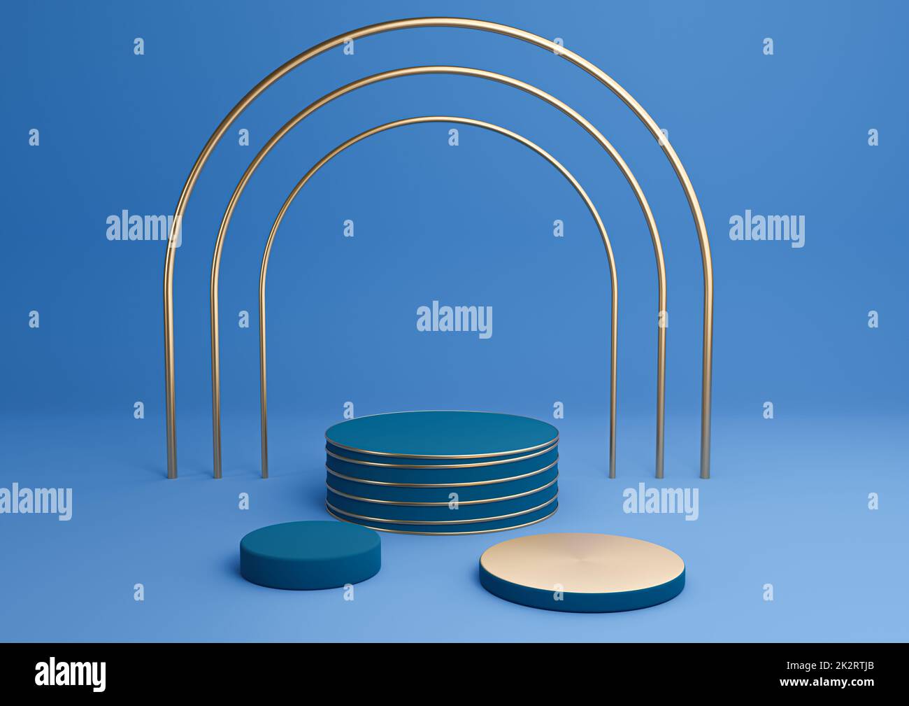 Bright, dark, pastel blue 3D rendering simple product display cylinder ...