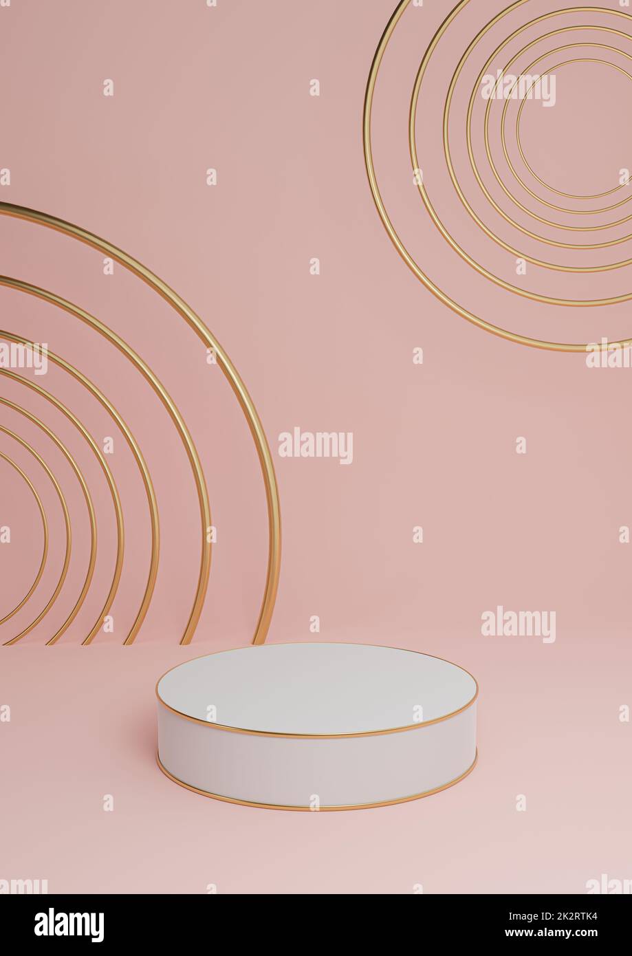 Pastel, light red, salmon pink 3D rendering minimal product display ...
