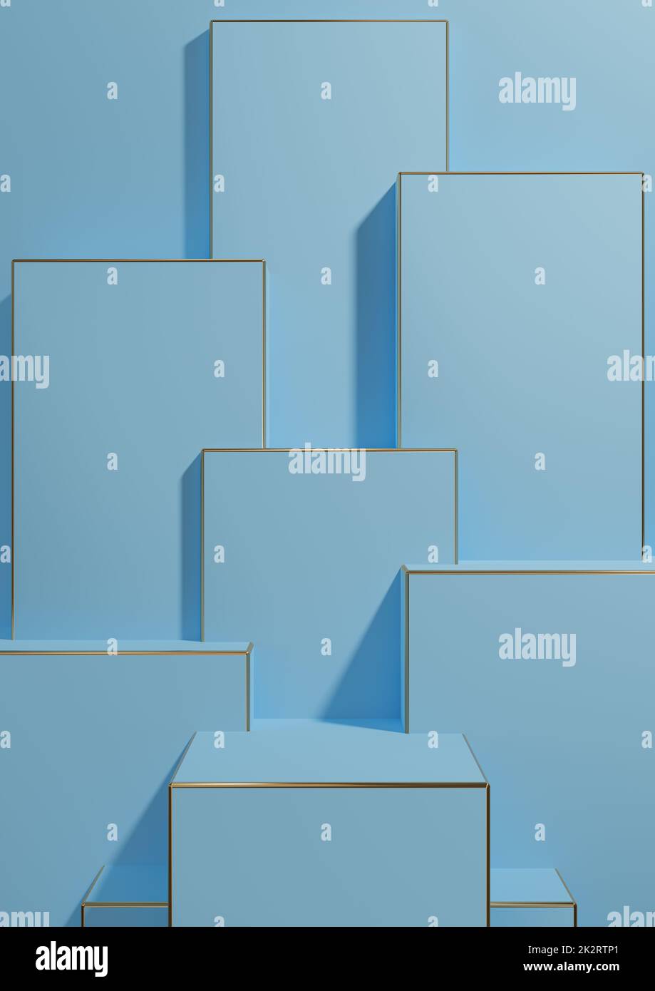 Bright, light sky blue 3D rendering simple, minimal, geometric ...