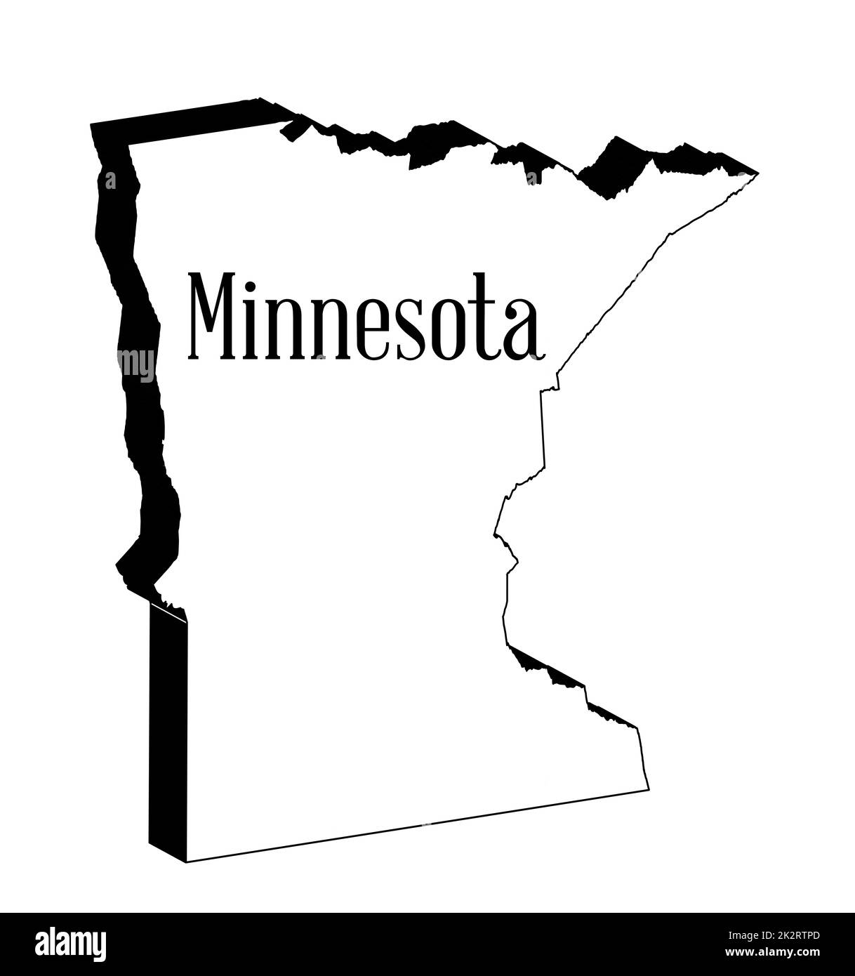 Minnesota 3D Silhouette Map Stock Photo - Alamy