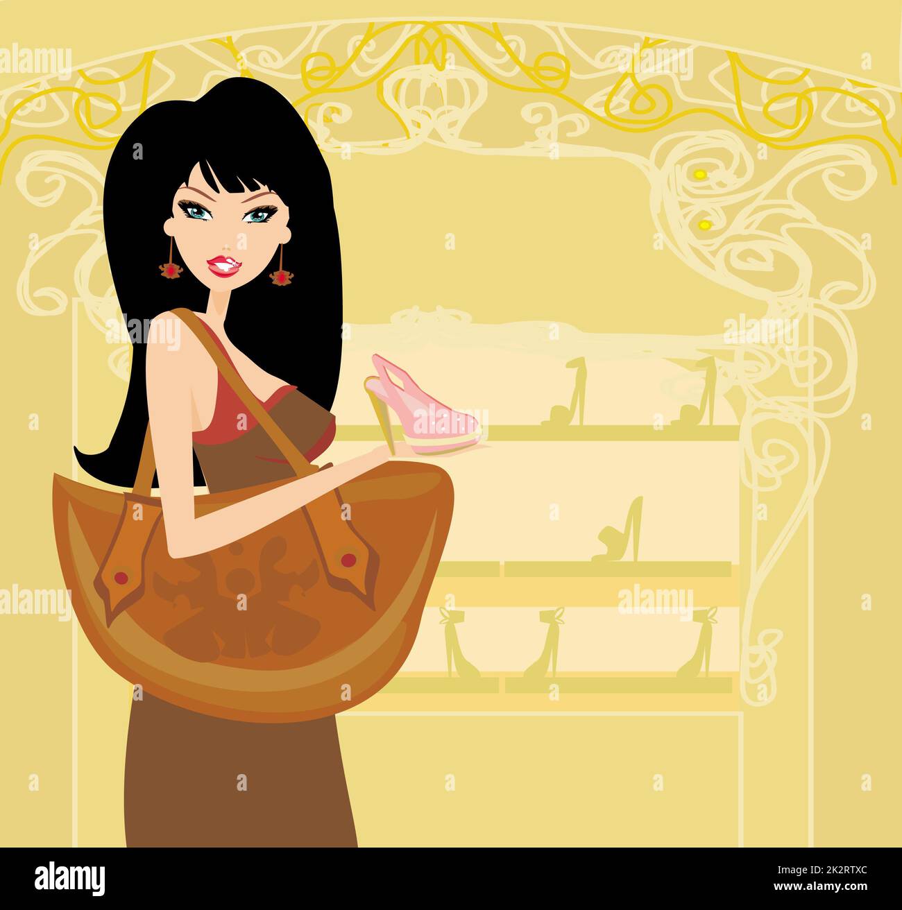 Fashion girl shopping in shoe shop Stock Photo - Alamy