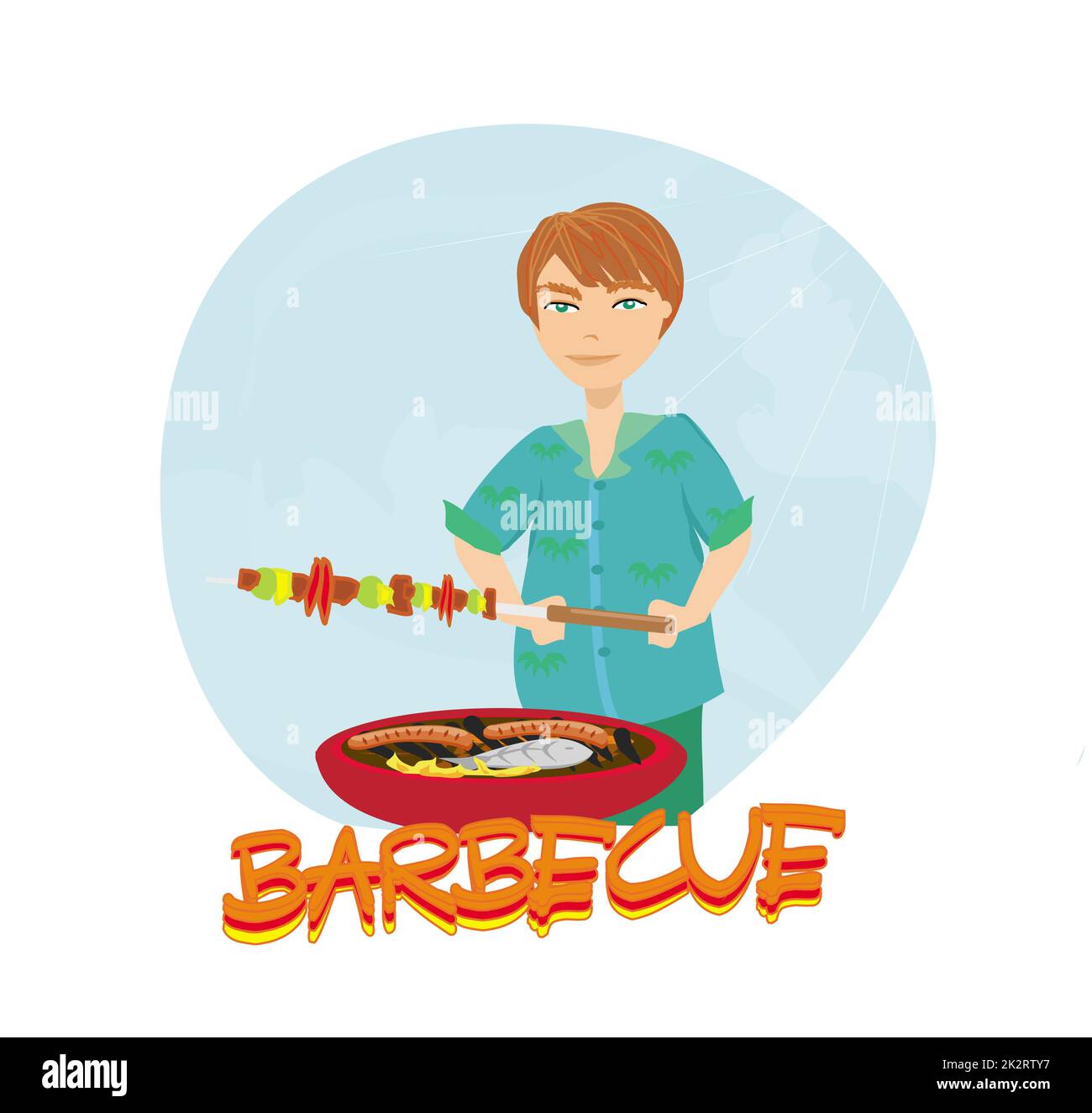 Bbq cooking vector man Cut Out Stock Images & Pictures - Alamy