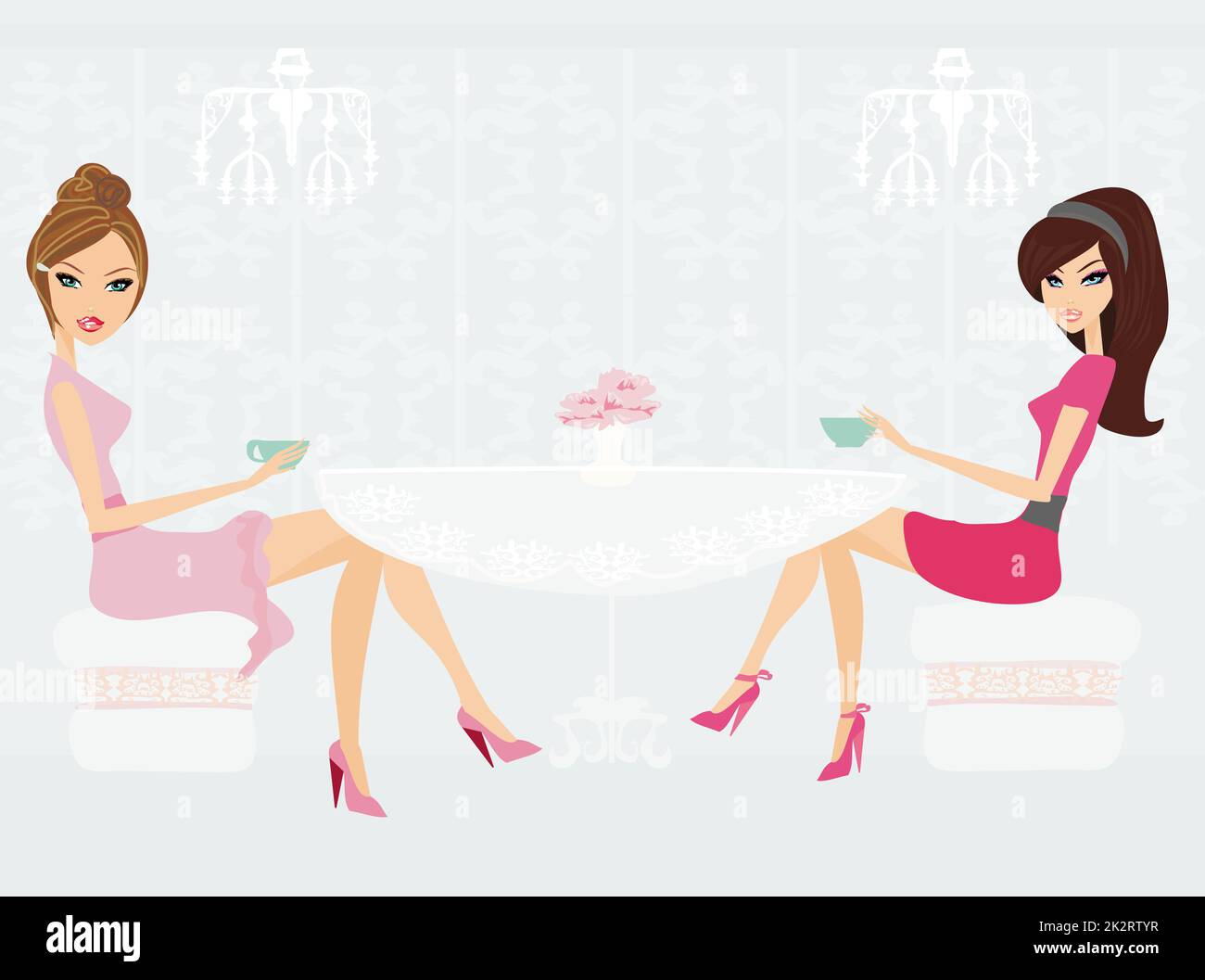 Two beautiful girls table in hi-res stock photography and images - Alamy