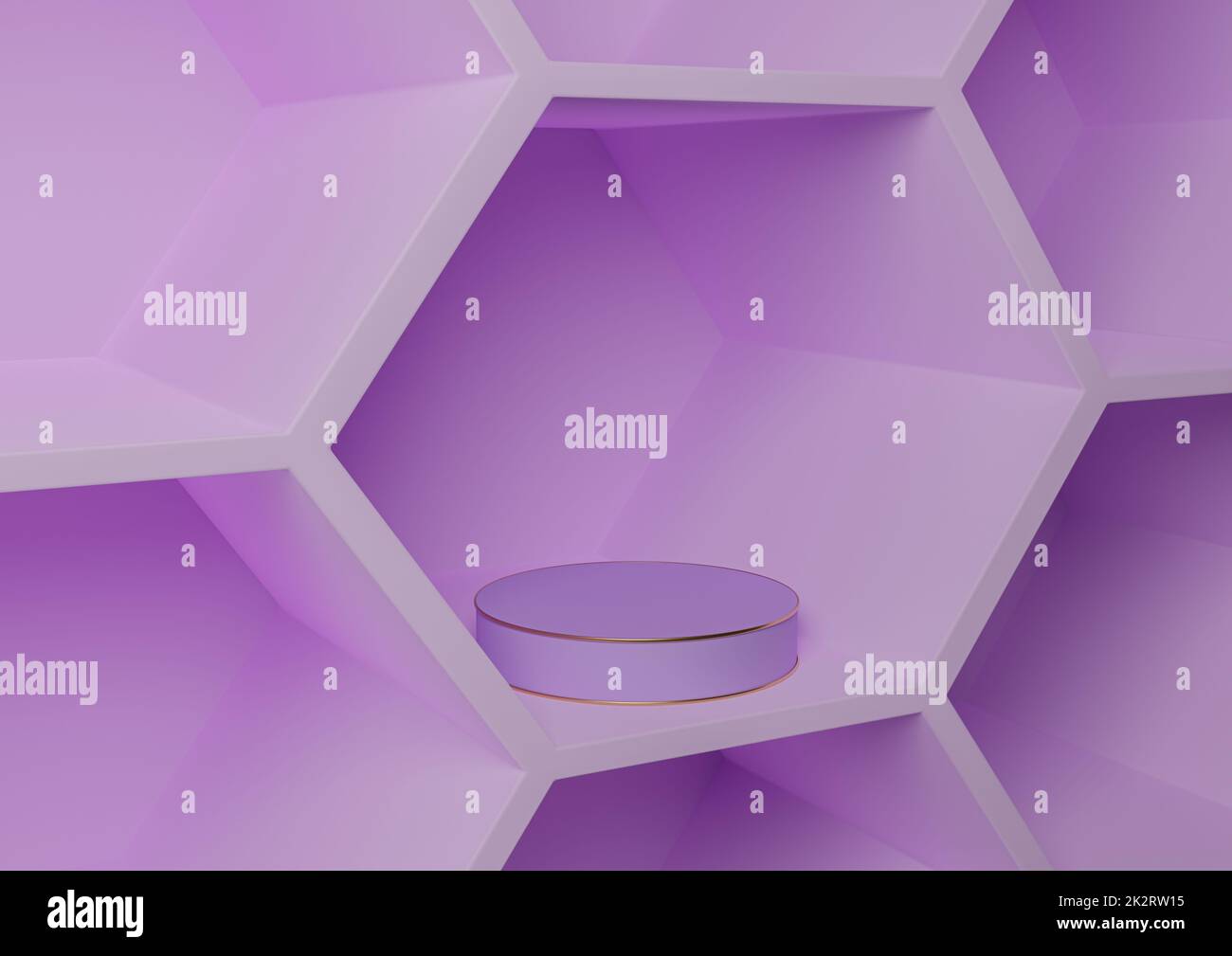 Light, pastel, lavender purple 3D rendering product display honeycomb ...
