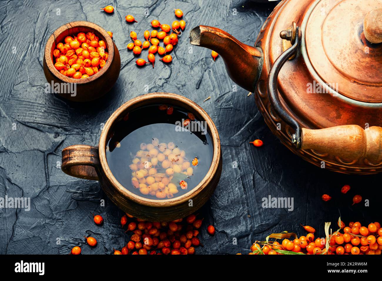 Healing sea buckthorn tea Stock Photo - Alamy