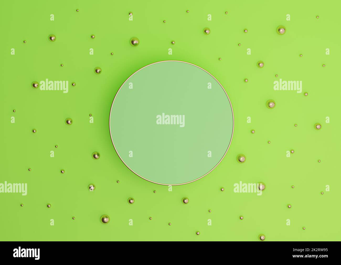 Bright, neon green 3D rendering luxury product display podium or stand minimal to view flat lay ...