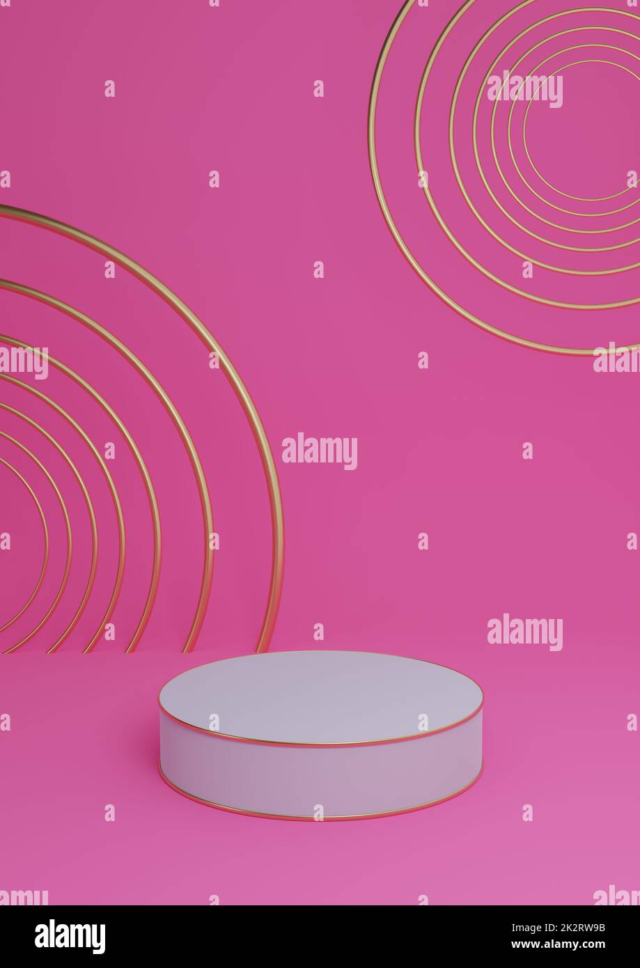 Bright magenta, neon pink 3D rendering minimal product display luxury ...