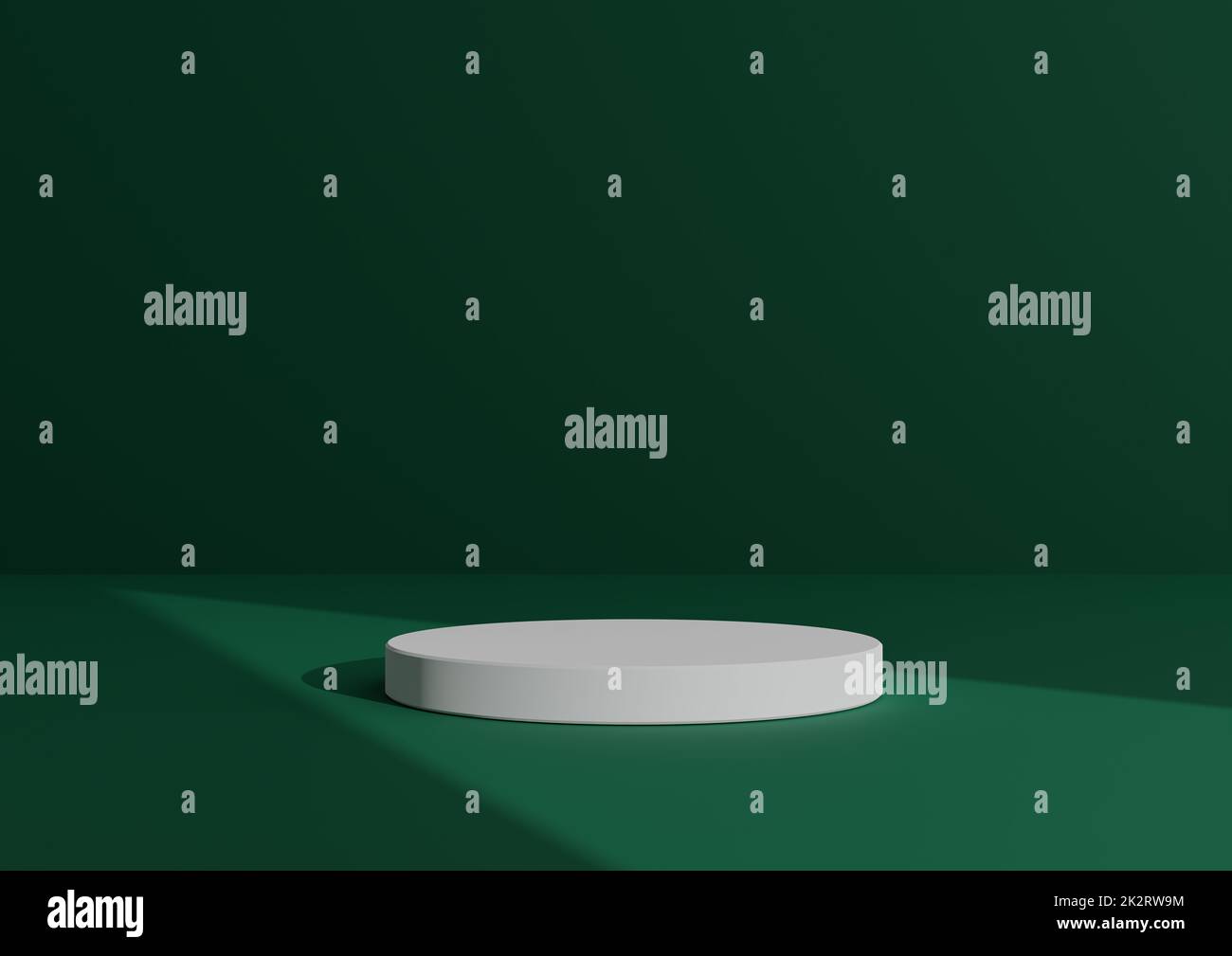Simple, Minimal 3D Render Composition with One White Cylinder Podium or Stand on Abstract Shadow ...