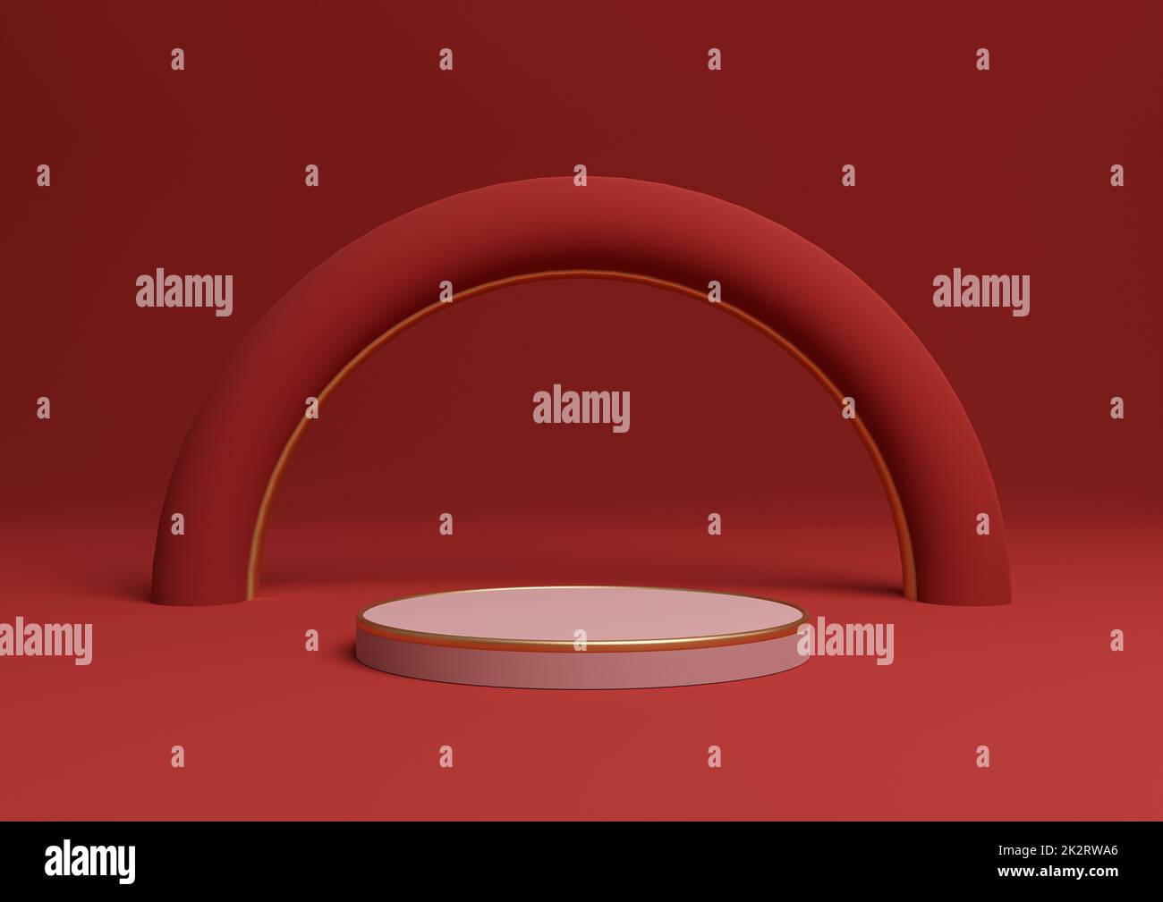 Bright maroon, dark red 3D rendering simple product display cylinder ...