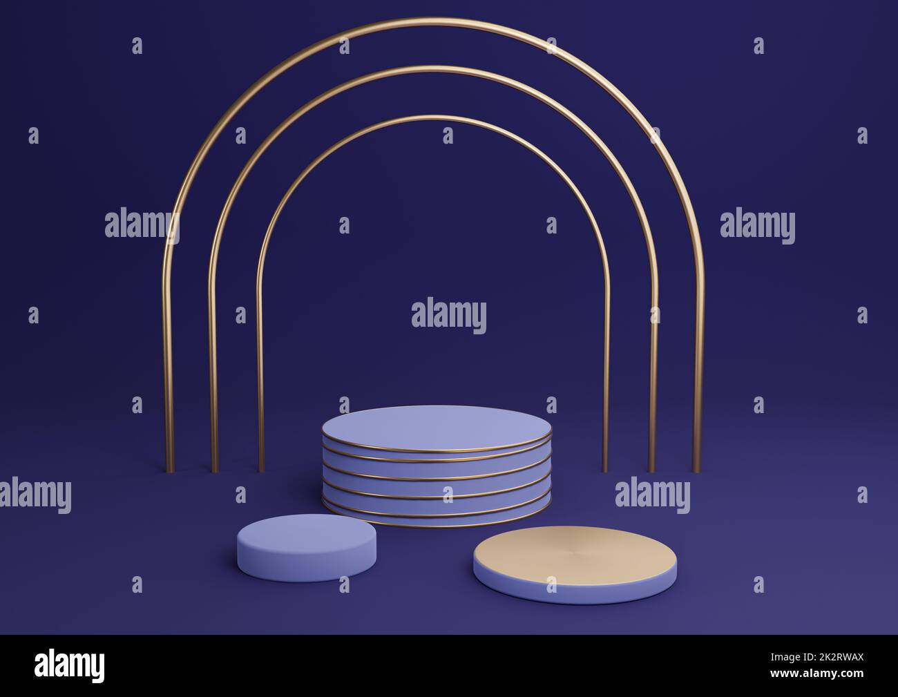 Dark blue 3D rendering simple product display cylinder podiums with ...