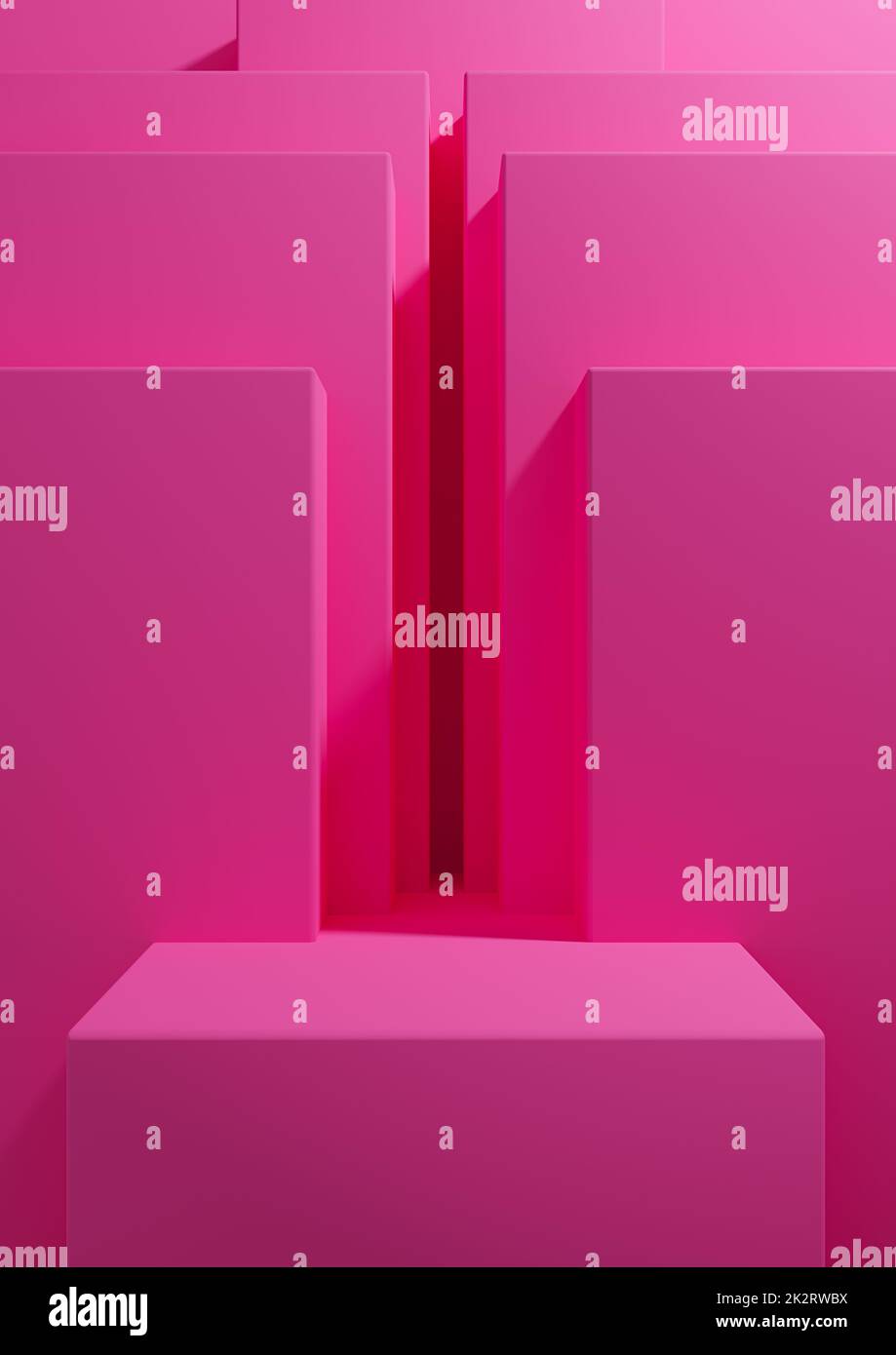 Bright magenta, neon pink 3D rendering simple, minimal, geometric ...