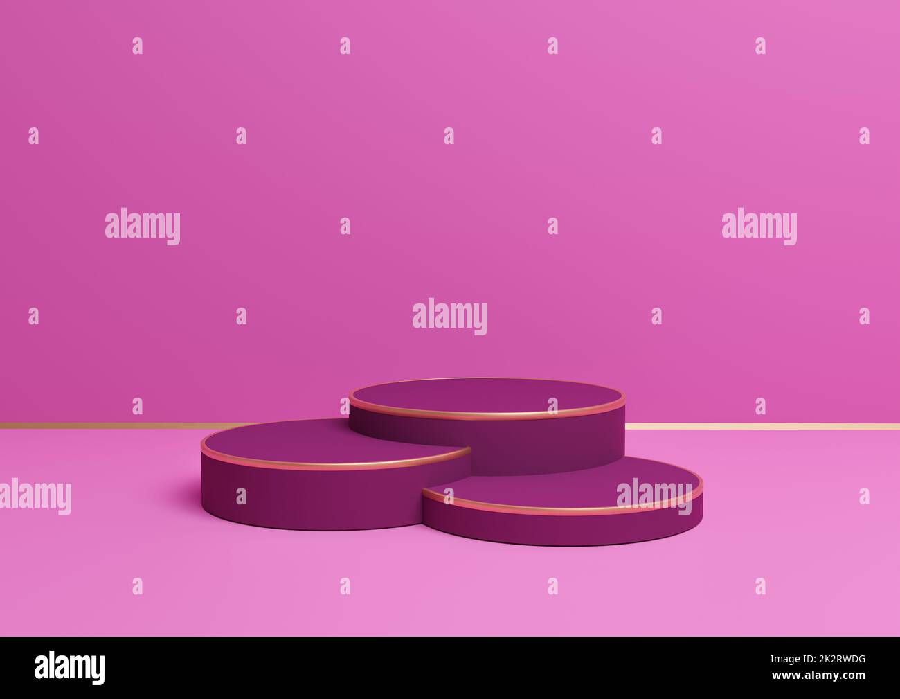 Bright magenta, neon pink 3D rendering simple product display with ...