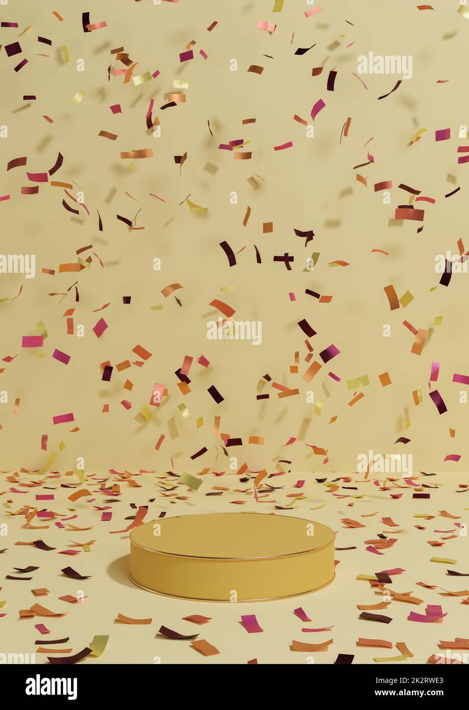 Warm, light, bright, pastel yellow 3D rendering product display ...