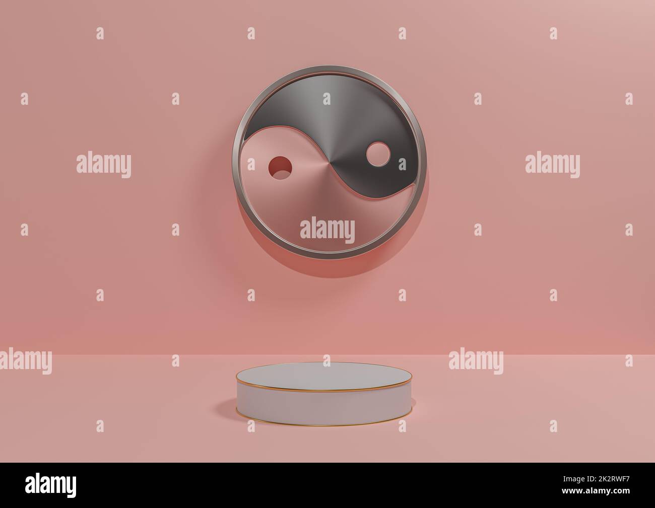 Pastel, light red, salmon pink 3D rendering product display background ...