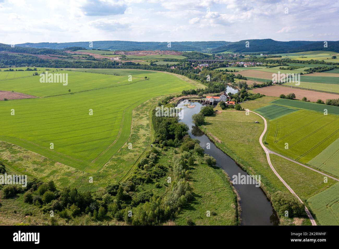 The Werra Valley between Hesse and Thuringia at Herleshausen Stock ...