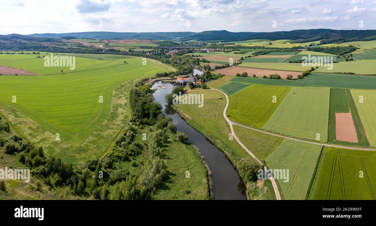 The Werra Valley between Hesse and Thuringia at Herleshausen Stock ...