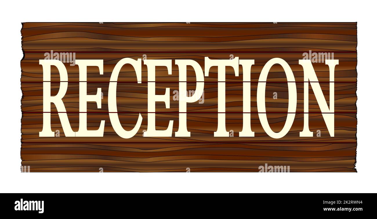 Wood Reception Sign Stock Photo - Alamy