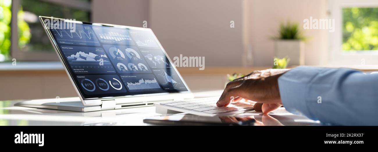 African Businessman Using Analytics Data KPI Dashboard Stock Photo - Alamy