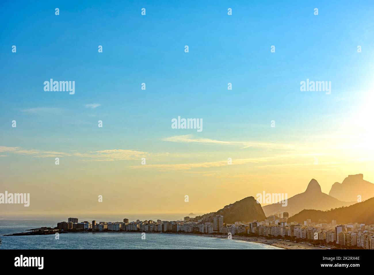 Copacabana Beach, its buildings and the mountains of Rio de Janeiro ...