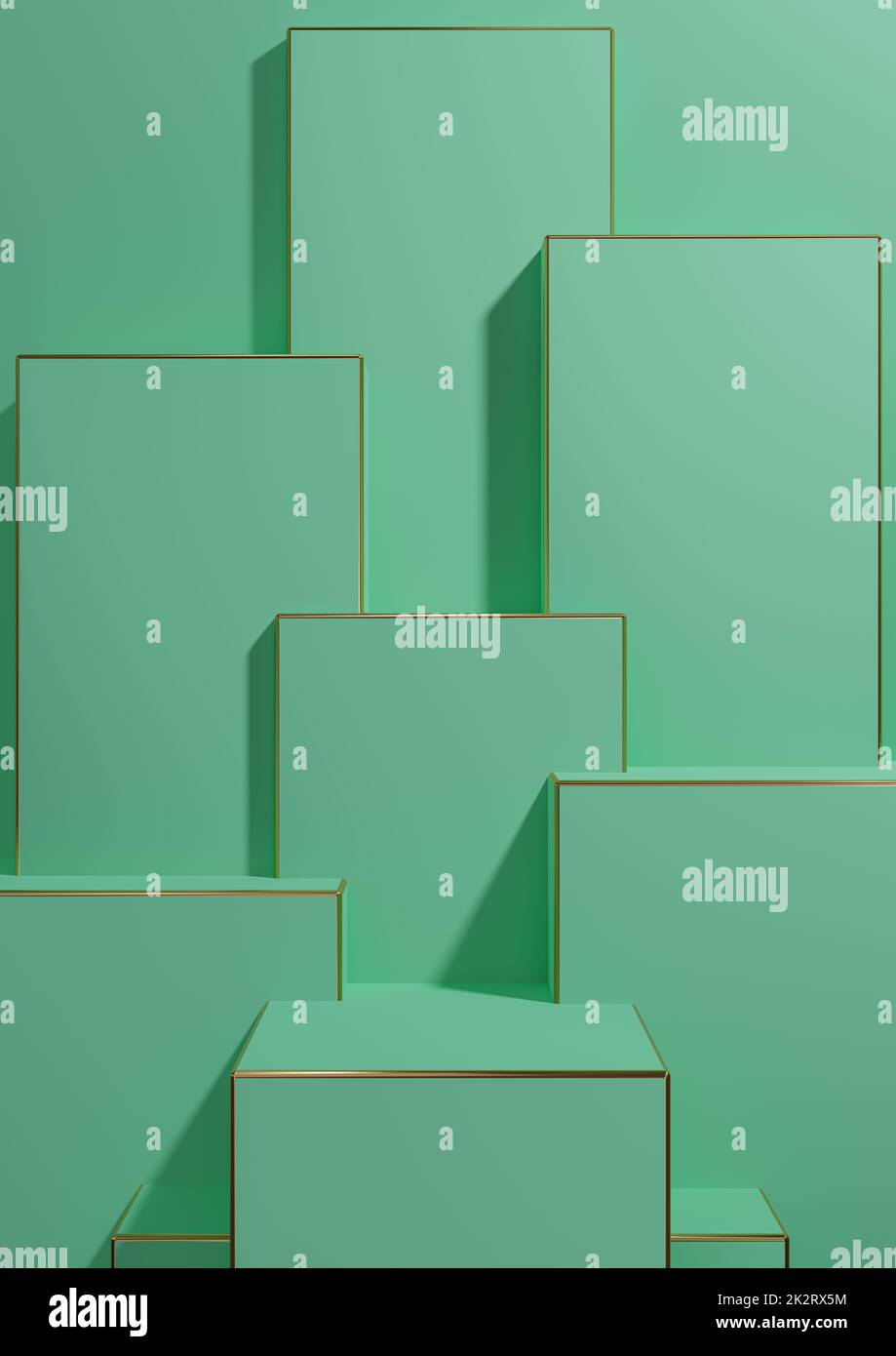 Bright turquoise green 3D rendering simple, minimal, geometric background product display ...