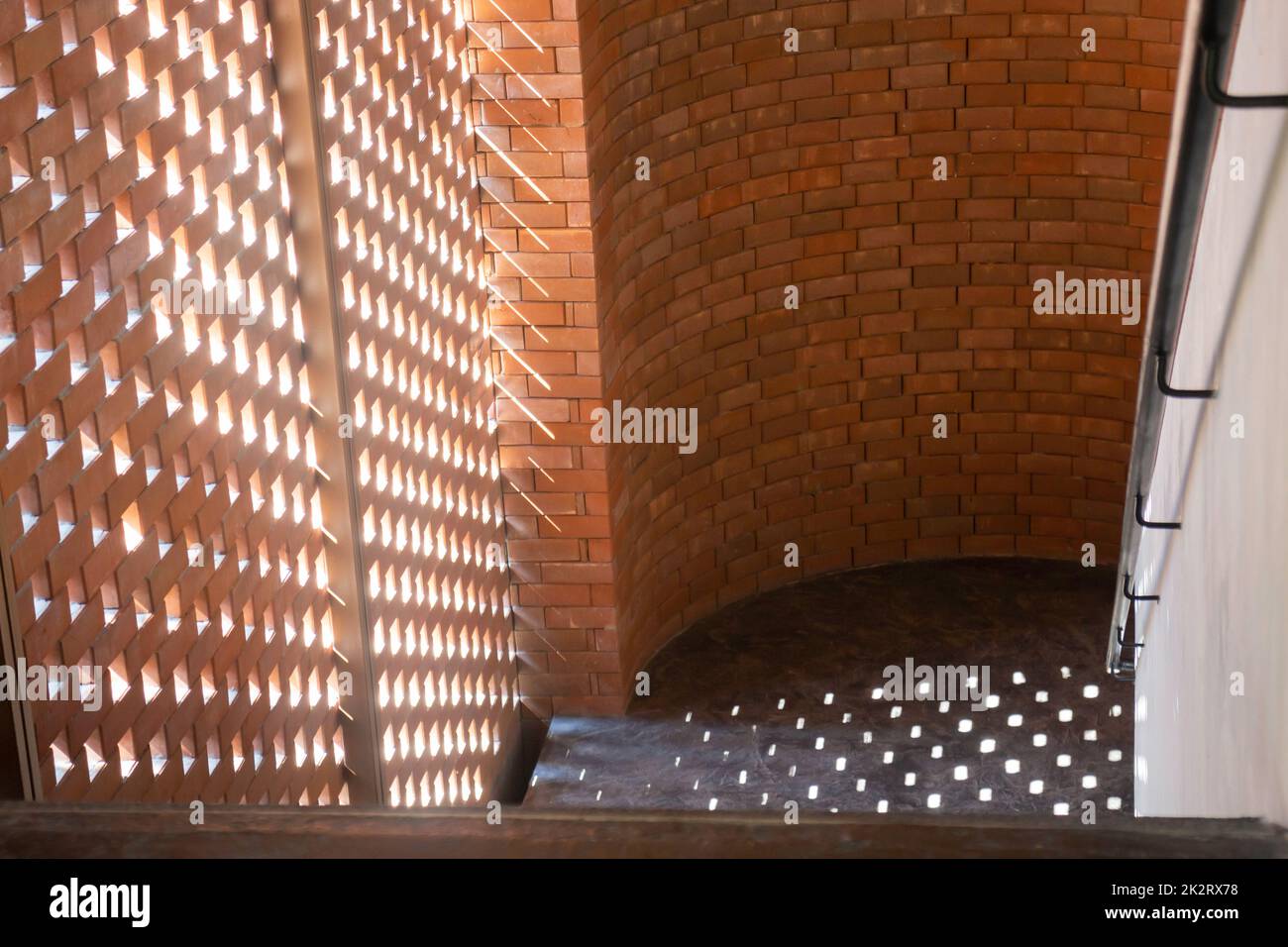 Brick wall trough to see light Stock Photo - Alamy