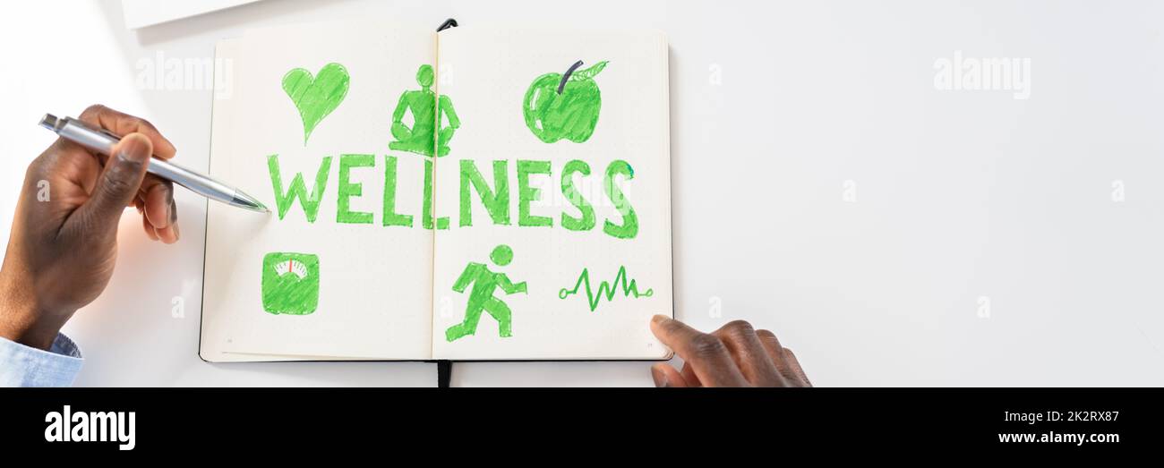 Human Hand Drawing Wellness Concept Stock Photo - Alamy