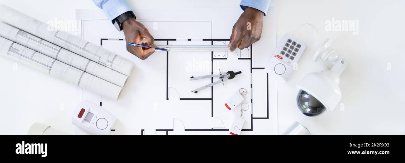 Close-up Of An Architect's Hand Drawing Blueprint Stock Photo - Alamy