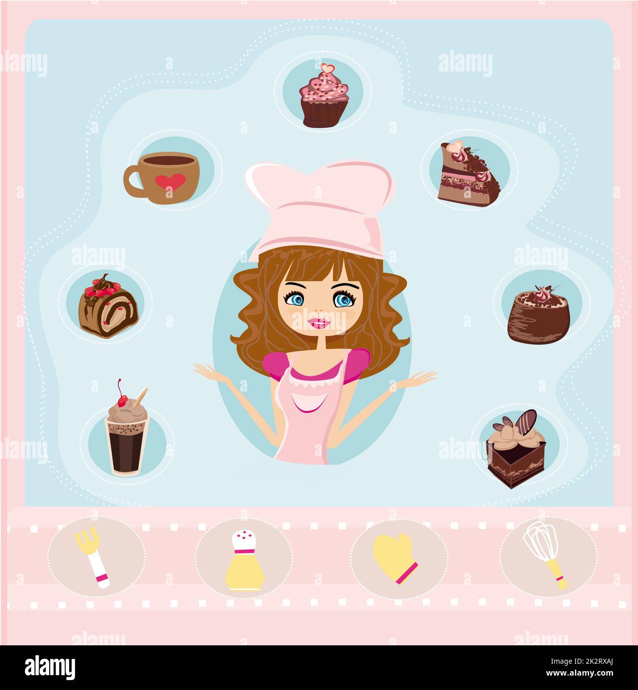 Beautiful girl cooking sweet desserts Stock Photo - Alamy