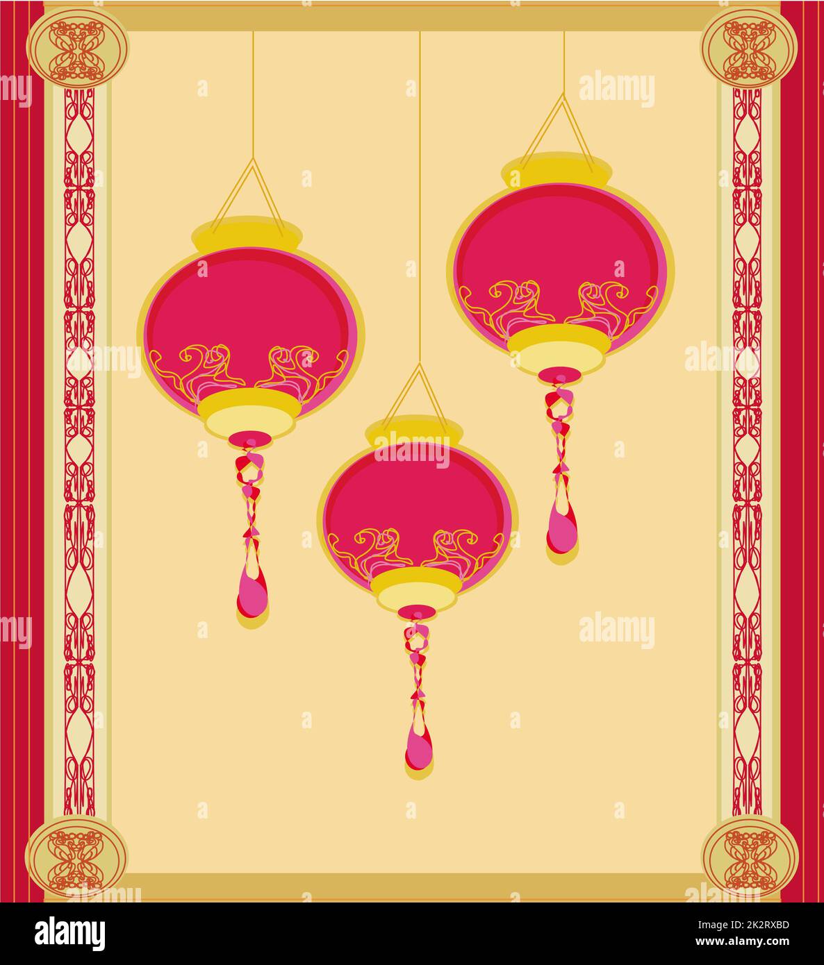 Chinese New Year with lanterns card Stock Photo - Alamy