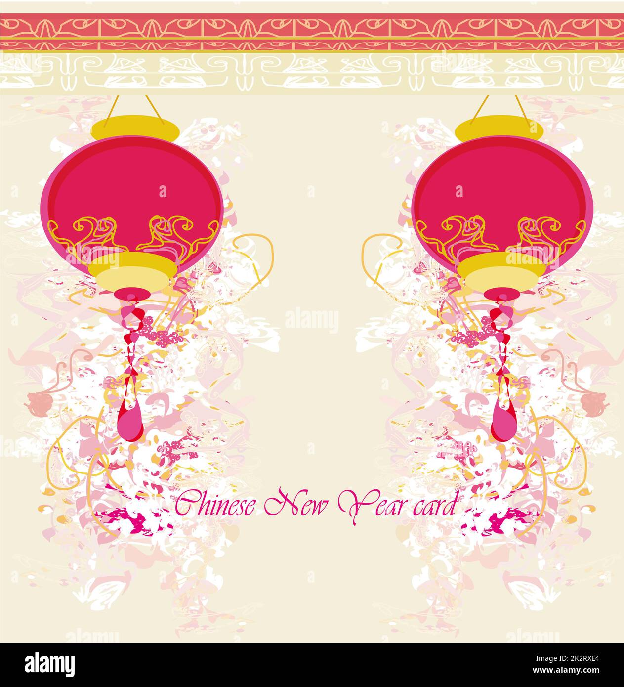 Chinese New Year with lanterns card Stock Photo - Alamy