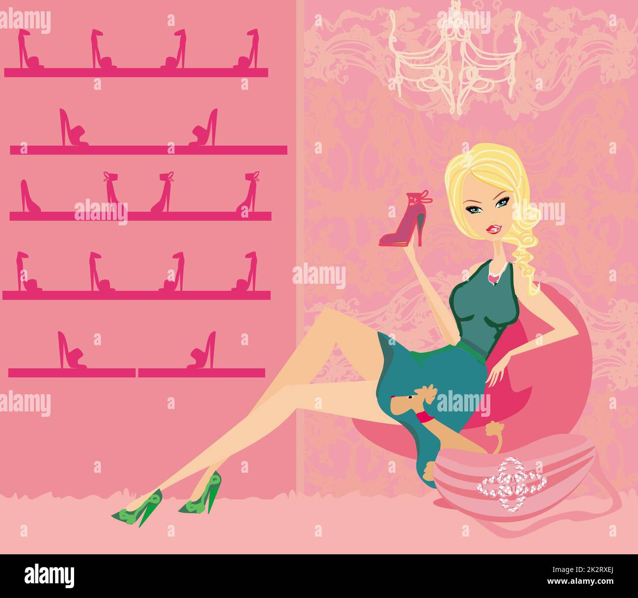 Fashion girl shopping in shoe shop Stock Photo - Alamy