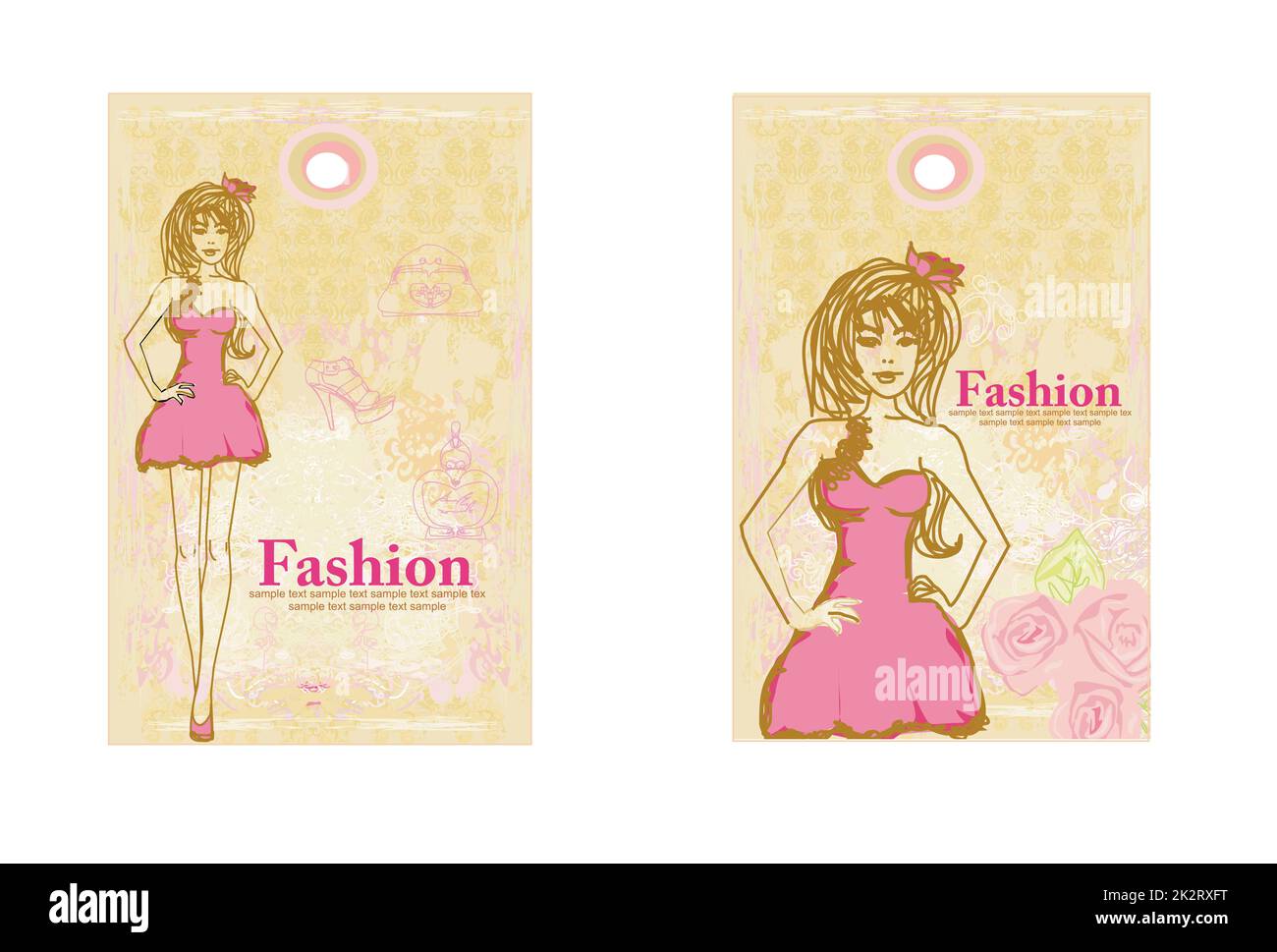 Price Tags With Fashion Girl vector set Stock Photo - Alamy